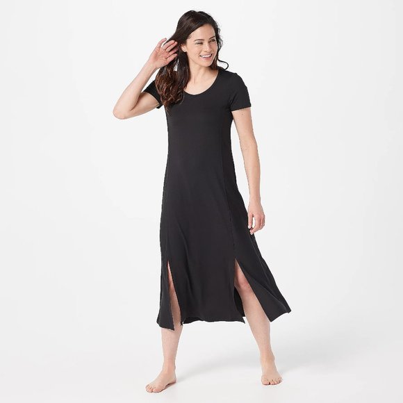Cuddl Duds | Dresses | Womens Flexwear Short Sleeve Maxi Dress Black ...